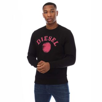 Diesel Schwarzes Sweatshirt Mit Verblasstem Punktlogo