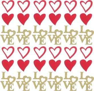 DOITOOL 100 St&uuml;ck Romantisches Papierkonfetti in Gold und Rot Herzf&ouml;rmige Tischdekoration f&uuml;r Hochzeit Valentinstag Jahrestag und Muttertagsfeier Vielseitig E