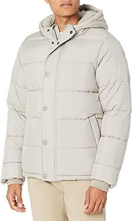 Amazon Essentials Doudoune à Capuche Épaisse Homme, Gris Clair, XS