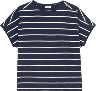 Oltre Femme, Tops, Bleu, Taille: 38/40 FR T-shirt rayé oversize