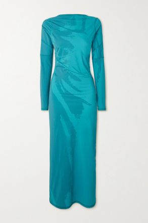 Ioannes Kylie R&uuml;ckenfreies Midikleid Aus Stretch-jersey Mit Print - Blau