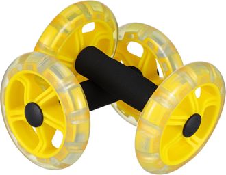 Hemobllo Doppelrad Fitness Roller Bauchmuskeltrainer mit Rutschfesten Griffen Gelb f&uuml;r Muskelaufbau und Ausdauertraining zu Hause
