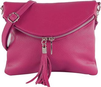 modamoda.de T07L/T139L Petit sac à bandoulière en cuir pour femme 2 modèles Fabriqué à la main en Italie, T139l rose, s