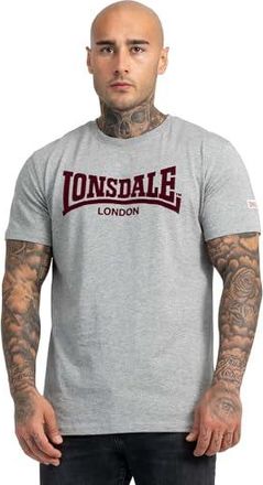Lonsdale T-shirt Ll008 One Tone pour homme, Gris Marl / Oxblood, L