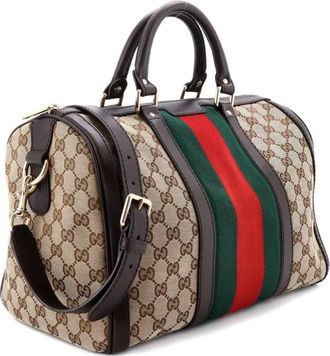 Gucci Vintage Web Boston Bag GG Canvas Medium satchel - Braun