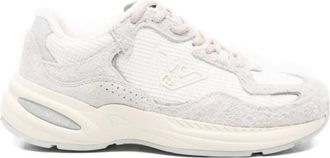 Emporio Armani Femme, Chaussures, Blanc, Taille: 36 EU Raffia and Suede Baskets