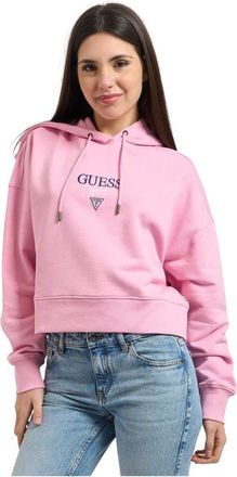 Guess Femme, Sweatshirts et sweats &agrave; capuche, Rose, Taille: 40 FR SweaT-shirt Logo Brod&eacute;