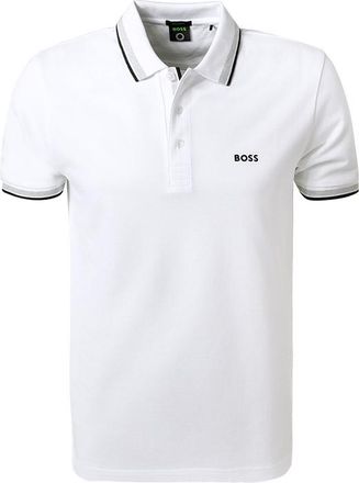 HUGO BOSS Herren Polo-Shirt weiß Baumwoll-Piqué