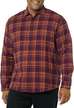 Amazon Essentials Chemise en Flanelle à Manches Longues (Grandes Tailles Disponibles) Homme, Prune Écossais, XXL