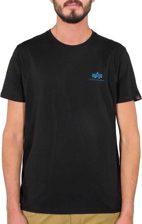 Alpha Industries Alpha Industries Herren Basic T Small Logo T-Shirt, Blickdicht, Black/Blue, XXX-Large