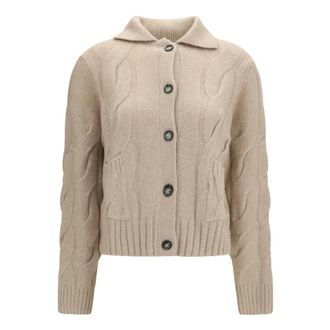 Allude Kaschmir- und Seidenpullover mit Kn&ouml;pfen - - Knitwear - Herren - Braun - M