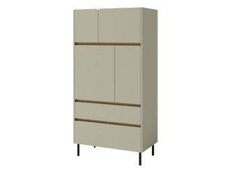 Mirjan24 Kommode Lonitz LZ05, Highboard grifflos mit 2 Schubladen & 4 T&uuml;ren, hohe Anrichte auf schwarzen Metallf&uuml;&szlig;en, Schrank f&uuml;r Jugendzimmer (Eucalyptus + Ei
