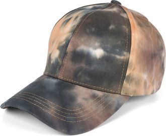 styleBREAKER Damen Baseball Cap mit Batik Muster, Muster Unikat, 6-Panel, Basecap, Click & Snap verstellbar 04023082, Farbe:Schwarz-Orange