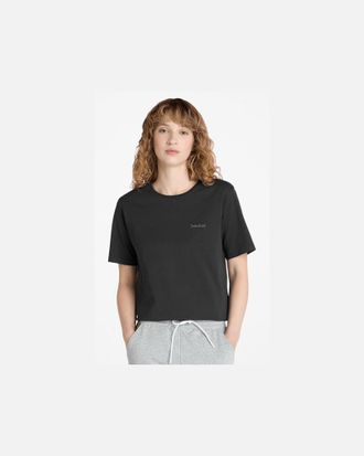 Timberland Kurz&auml;rmeliges T-Shirt mit Logo-Stickerei f&uuml;r Damen in Schwarz, Damen, Schwarz, Gr&ouml;&szlig;e