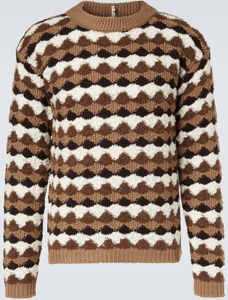 Moncler Pull en jacquard de laine et alpaga m&eacute;lang&eacute;s