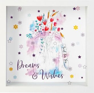 Goldbuch 92 0087 Wunscherfüller Wünsche, Spardose mit austauschbarem Hintergrund, Bilderrahmen aus MDF, Geldbox für Münzen und Scheine, Sparbüchse mit Wandhalt