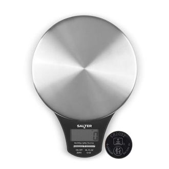 Salter Salter 1035 SSBKDR Digitale Küchenwaage - elektronische Backwaage, kompakte Lebensmittelwaage, runde Edelstahlplattform, 5 kg Fassungsvermögen, Flüssi