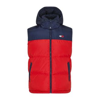 Tommy Jeans Rote Stepp&auml;rmellose Jacke mit Farbblock - - Jackets - Herren - Rot - L