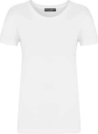 Dolce & Gabbana Femme, Tops, Blanc, Taille: 34 FR T-shirt en jersey &agrave; manches courtes