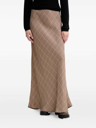 Munthe Bardot checked maxi skirt - Nude