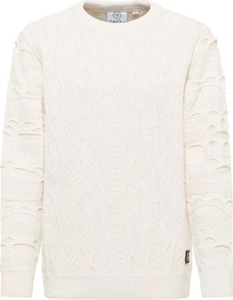 Carlo Colucci Homme, Pulls, Blanc, Taille: XL Unifarbener Strickpullover
