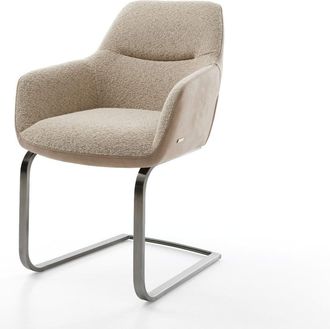 DELIFE Freischwinger Pejo-Flex Materialmix Schlamm Freischwinger flach Graphit Taschenfederkern, Esszimmerst&uuml;hle