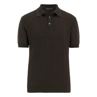 Oscar Jacobson Braunes Gestreiftes Poloshirt Italienische Baumwolle - - Tops - Herren - Braun - M