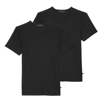Marc O'Polo Marc O&acute;Polo Men Iconic Rib 2-Pack Crew Neck Shirt, Black