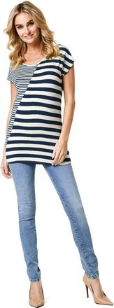 Noppies Damen Tee ss Pearle YD Umstands-T-Shirt, Mehrfarbig (Dress Blues P093), 34 (Herstellergröße: XS)