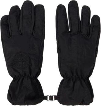 Stone Island Homme, Accessoires, Noir, Taille: L Gants avec boucle de fixation et broderie de boussole