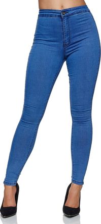 Elara Damen Slim Fit Hose Highwaist Jeans Chunkyrayan 915-3D Hellblau 36 (S)