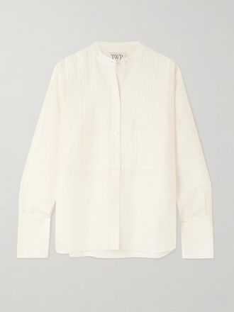 TWP Chemisier En Voile De Coton Et De Soie M&eacute;lang&eacute;s &Agrave; Plis Nervures The Night Before - Blanc