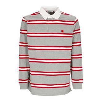 Carhartt Work in Progress Langarm Polo Rugby Shirt Grau - - Tops - Herren - Mehrfarbig - XL