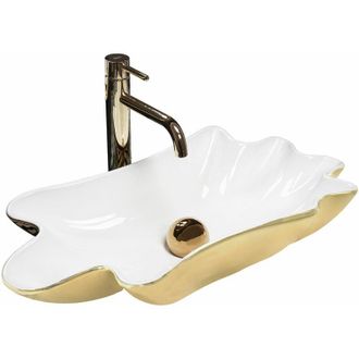 Rea aufsatzwaschbecken sea white gold + st&ouml;psel click-clack