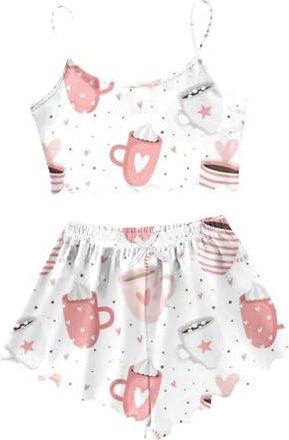 Generic Ensemble 2 pi&egrave;ces pour femme avec d&eacute;bardeur et short imprim&eacute; pour la Saint-Valentin 2026, blanc, 3XL