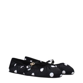 Dolce & Gabbana Womens Black Fabric Ballet Flats