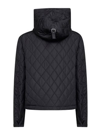 Burberry Womens Jacket Quilted Nylon Cropped Hooded Black Polyamide Bomber
