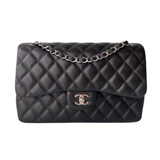 Chanel Black Lambskin Jumbo Double Flap Bag
