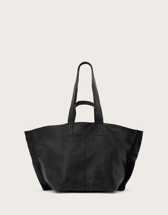 AllSaints Lutece Leder-Shopper in Schwarz