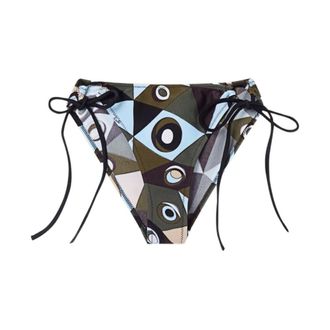 Pucci Femme, Maillots de bain, Multicolore, Taille: 38 FR Bas de Bikini R&eacute;glable Imprim&eacute; Occhi