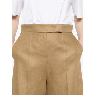 Max Mara Womens Tailored Wide-Leg Linen Shorts Neutrals Linen-Flax Linen/flax