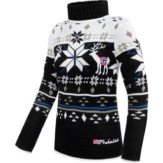 Nebulus Damen Norweger Strickpullover Stag, lässiger Pullover, vielseitig, schwarz - XXL/44