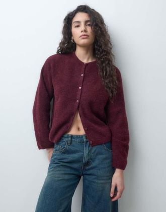 & Other Stories Alpaka- und Wollstrickjacke mit Knopfleiste in Burgunderrot