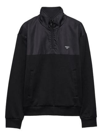 Prada half-zip logo-plaque sweatshirt - Schwarz