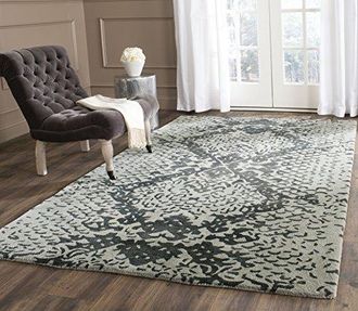 Safavieh Modern Teppich für Wohnzimmer, Esszimmer, Schlafzimmer - Wyndham Collection, Kurzer Flor, Grau und Schwarz, 122 X 183 cm