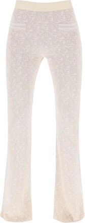 Palm Angels Femme, Pantalons, Blanc, Taille: 38 FR Monogram Knit Flare Pants