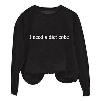 Generic Sweat à capuche à manches longues pour femme avec inscription « I Need a Diet » - Léger - Tendance - Grand-mère, Noir, XXL