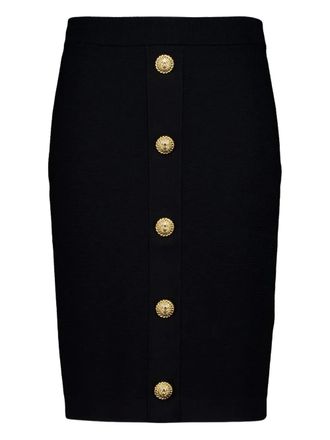 Balmain button zip midi skirt - Schwarz