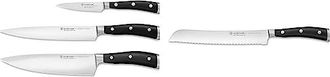 Wüsthof Classic Ikon Messersatz mit 3 Messern & Classic Ikon Bread Knife, 20 cm, Black