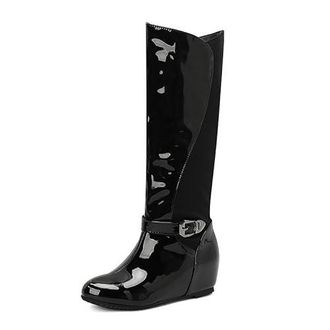 Generic Bottes d&eacute;quitation &agrave; talon compens&eacute; cach&eacute; pour femme - Confortables - Bout rond - Avec boucle, Noir, 40.5 EU